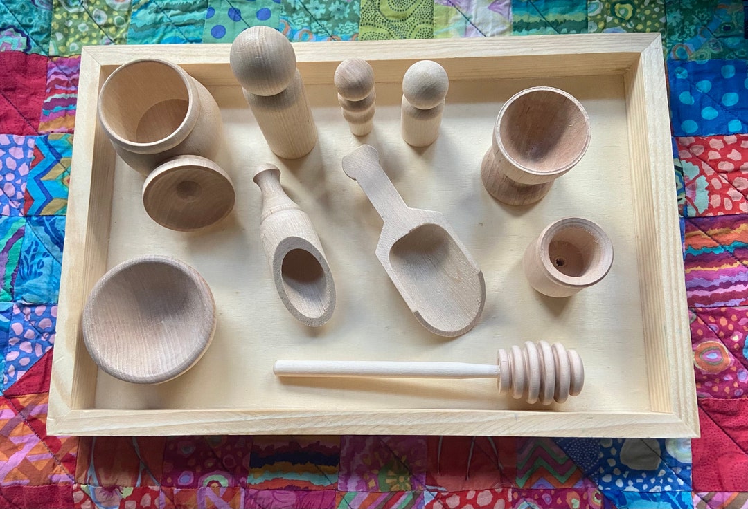 Wooden Sensory Bin Tools, Sensory Tray Kit, Montessori, 11-piece Set ...