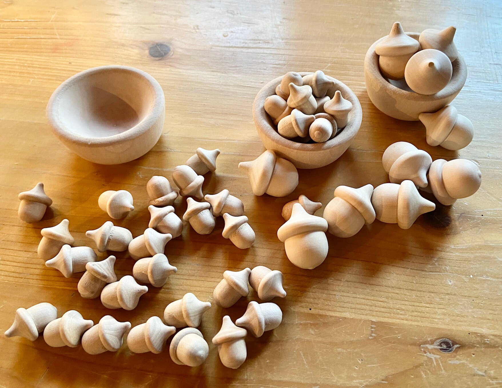 Wooden Acorns Large and Small Counting Sets Large and Small - Etsy