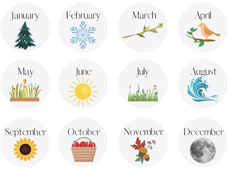 Wooden Months of the Year Tokens for Learning Calendar - Elementary ...