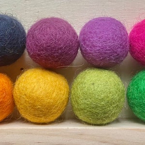 Rainbow Colored Felted Wool Ball Sets for Sensory Trays, Garlands, and ...