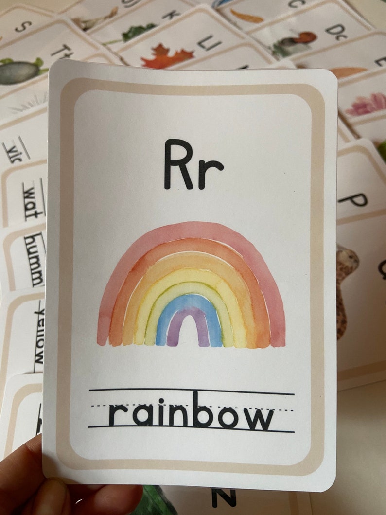 Nature-themed Alphabet Cards Watercolor-style - Etsy