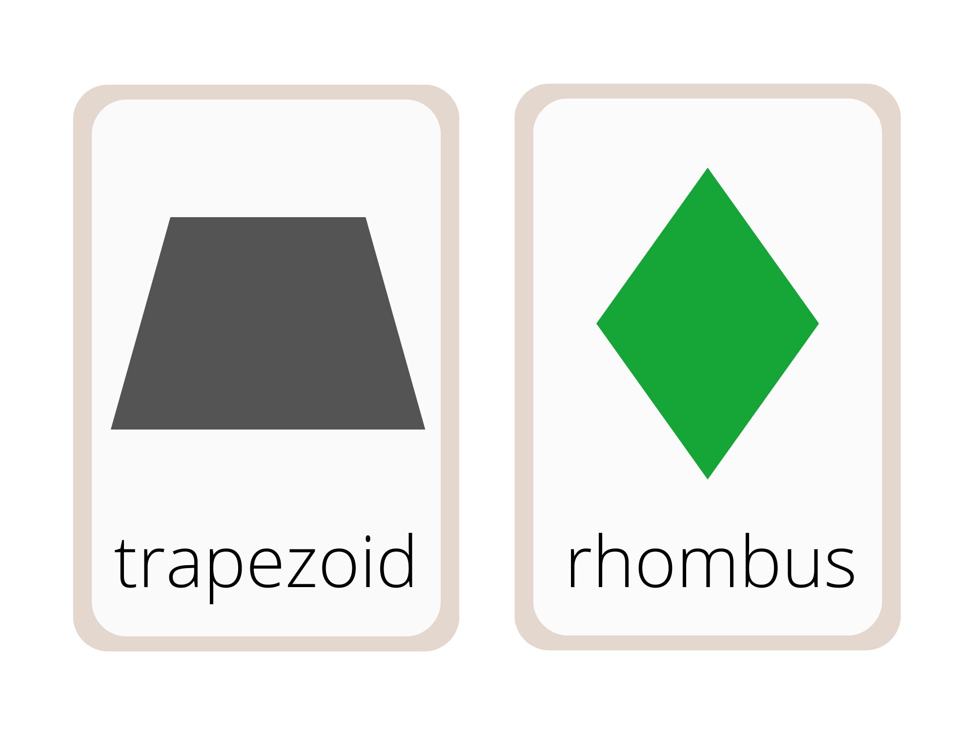 Shapes Flash Cards - Set of 12, Preschool/kindergarten Math ...