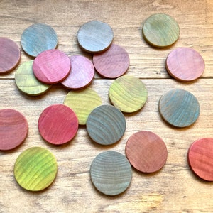 Naturally-Dyed Wooden Rainbow Counters | Etsy