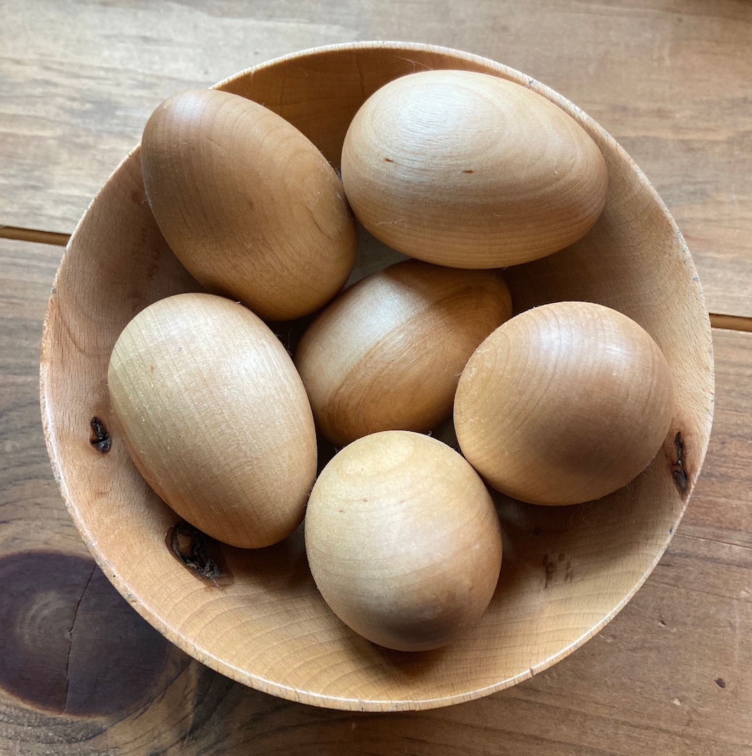Naturally-sealed Sanded Wooden Eggs Sets of 6 and 12 - Etsy