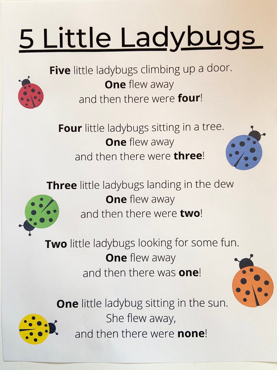 5 Little Ladybugs Spring Interactive Poetry Set - Dry Erase-friendly ...