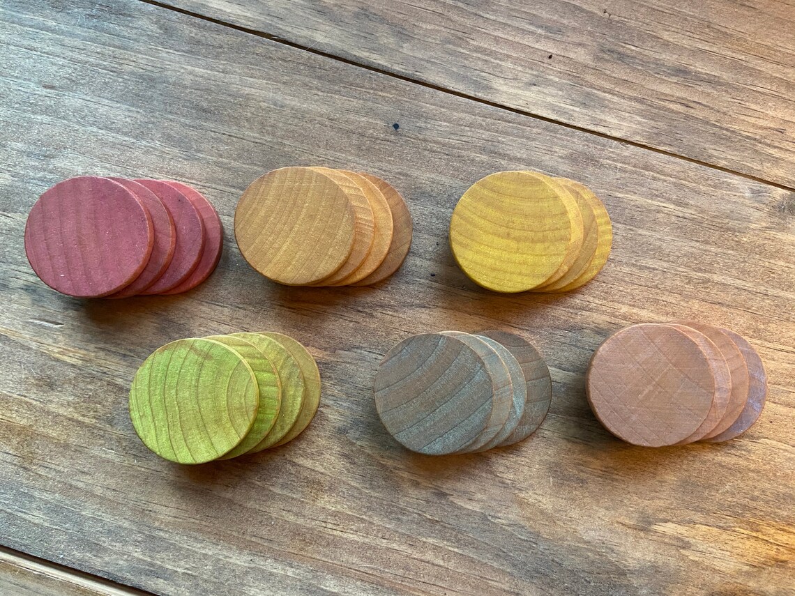 Rainbow Wooden Counting Tokens - Math Manipulative - Counting Coins ...