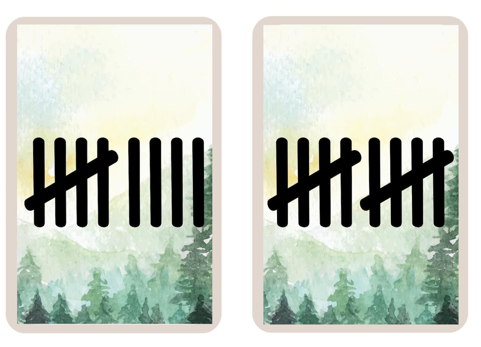 Tally Marks 1-20 Nature-themed Number Cards - Watercolor Flashcards ...