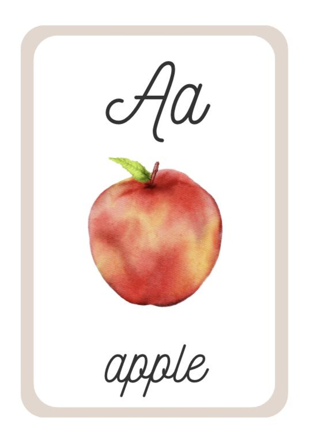 Cursive Nature-themed Alphabet Cards - Watercolor-style, Nature ...