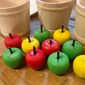 Wooden Apple Crafting Set - Set of 12 Mini 7/8" Apples and Three Wooden ...