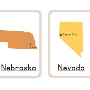 50 States With Capitals Flashcards - United States - Set of 50-colorful ...