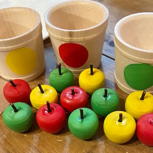 Wooden Apple Crafting Set - Set of 12 Mini 7/8" Apples and Three Wooden ...