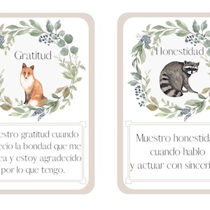 Spanish Core Values & Character Traits Cards - Watercolor, Nature ...