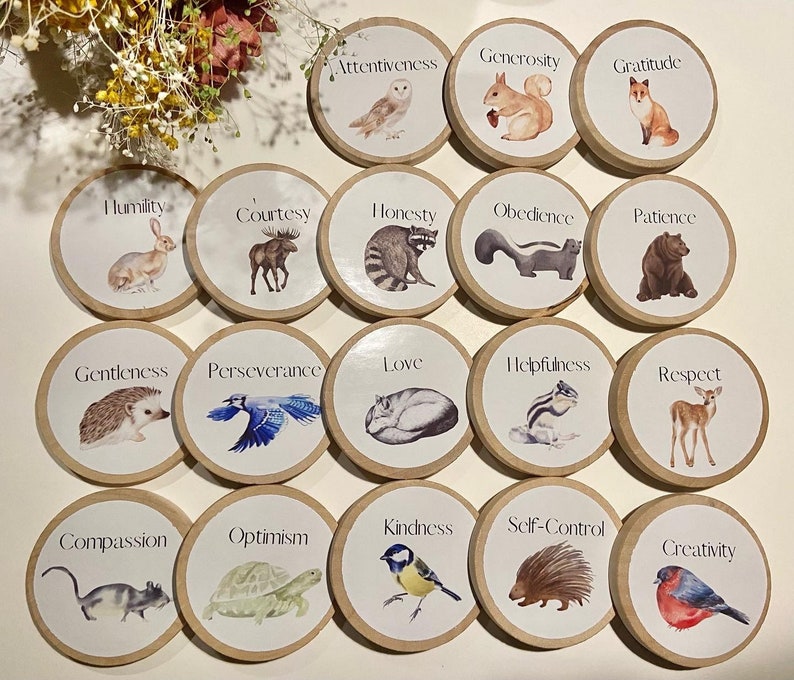 Core Values & Character Traits Cards, Wooden Tokens, +/or Wooden ...
