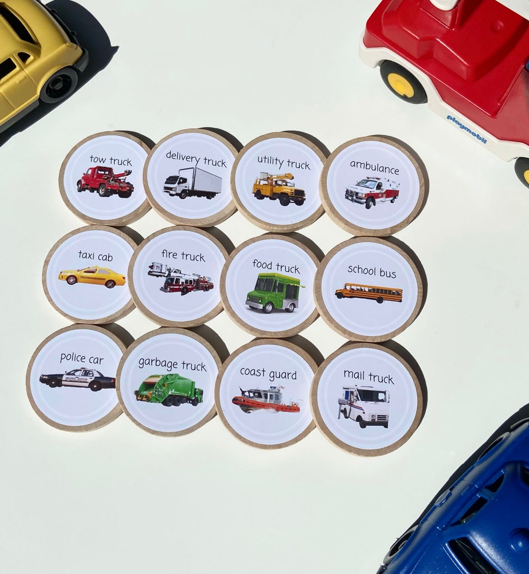 Community Helpers Vehicles Learning Tokens + Magnets - Set of 12 ...
