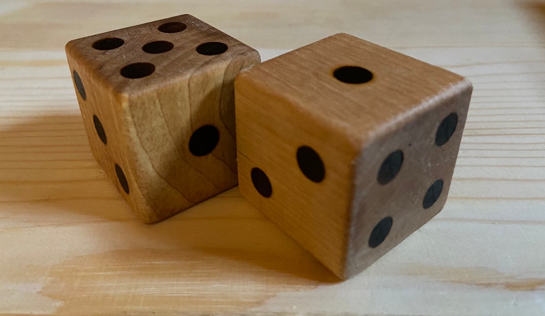 Maine Maple Large Wooden Six-sided Dice - Wood Burned - Sets of Dotted ...