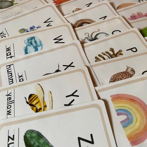 Nature-themed Alphabet Cards - Watercolor-style, Nature-inspired ...