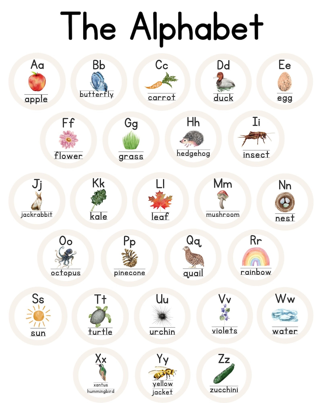 Nature-inspired Watercolor Alphabet Poster - Charlotte Mason ...