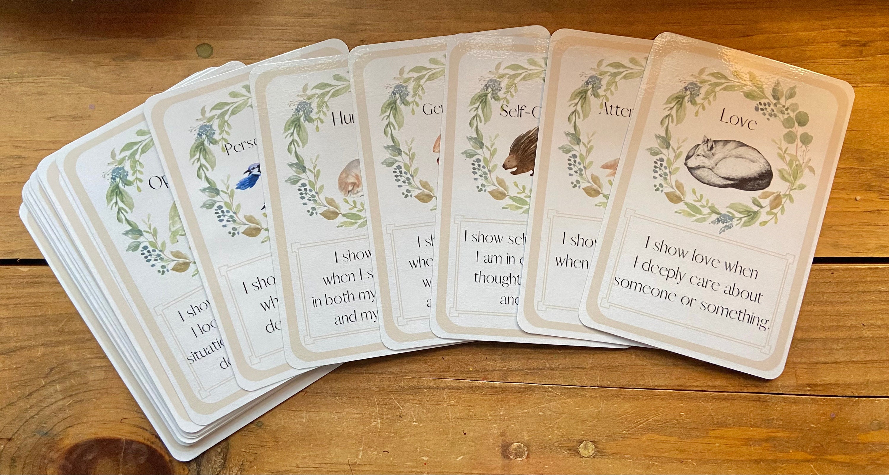 Core Value and Character Traits Cards - Set of 18- Watercolor Inspired ...