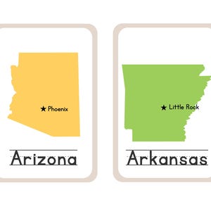 50 States With Capitals Flashcards - United States - Set of 50-colorful ...