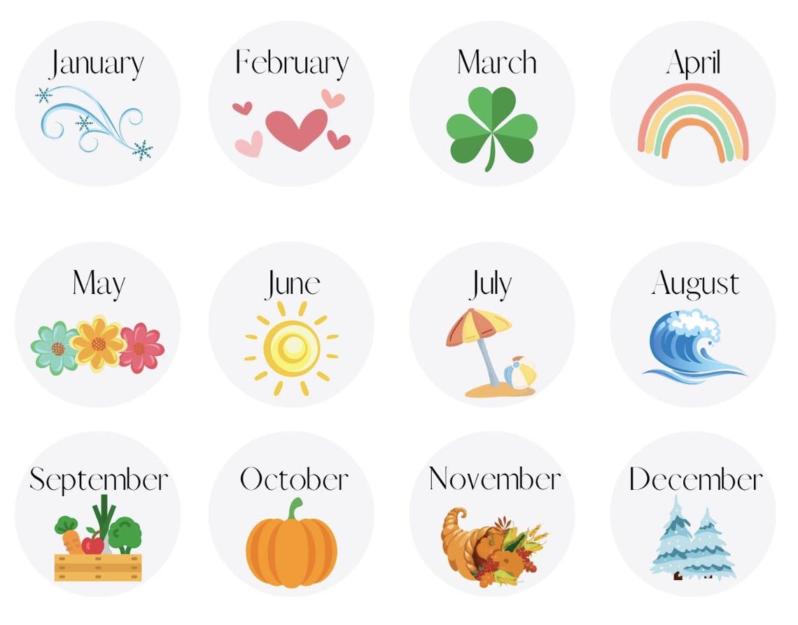 Wooden Months of the Year Tokens for Learning Calendar - Elementary ...