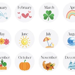 Wooden Months of the Year Tokens for Learning Calendar - Elementary ...