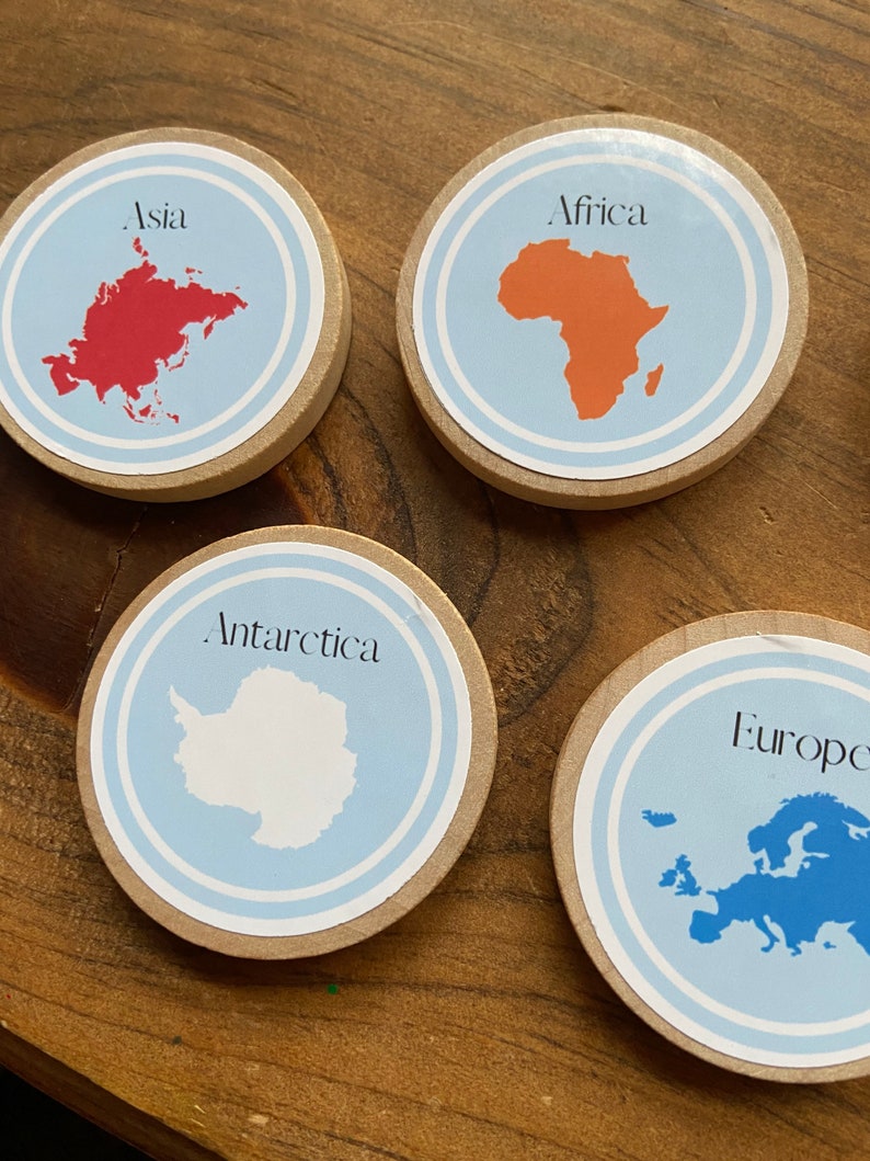 Wooden Continents Tokens + Magnets for Learning Geography - Elementary ...