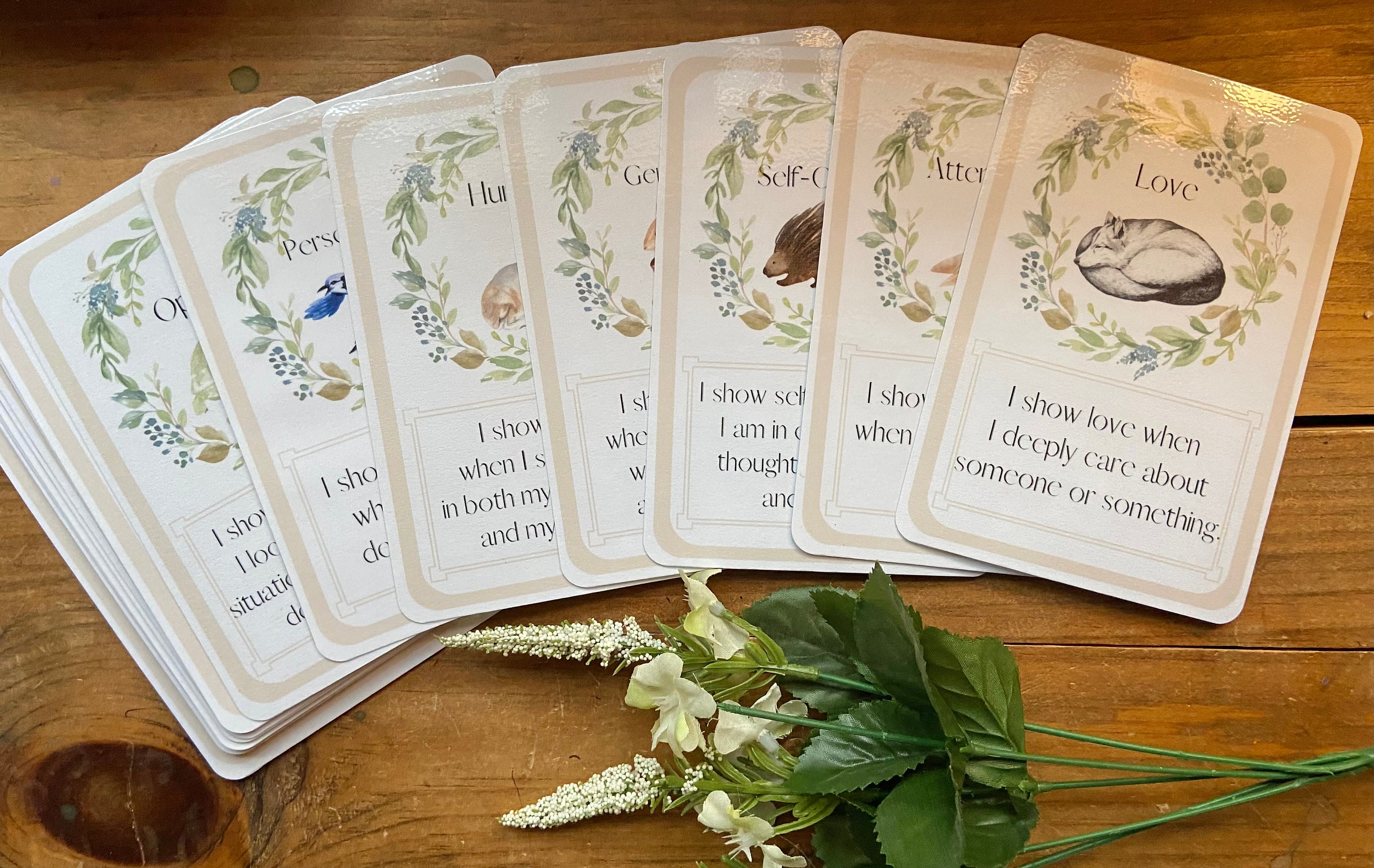 Core Value and Character Traits Cards - Set of 18- Watercolor Inspired ...