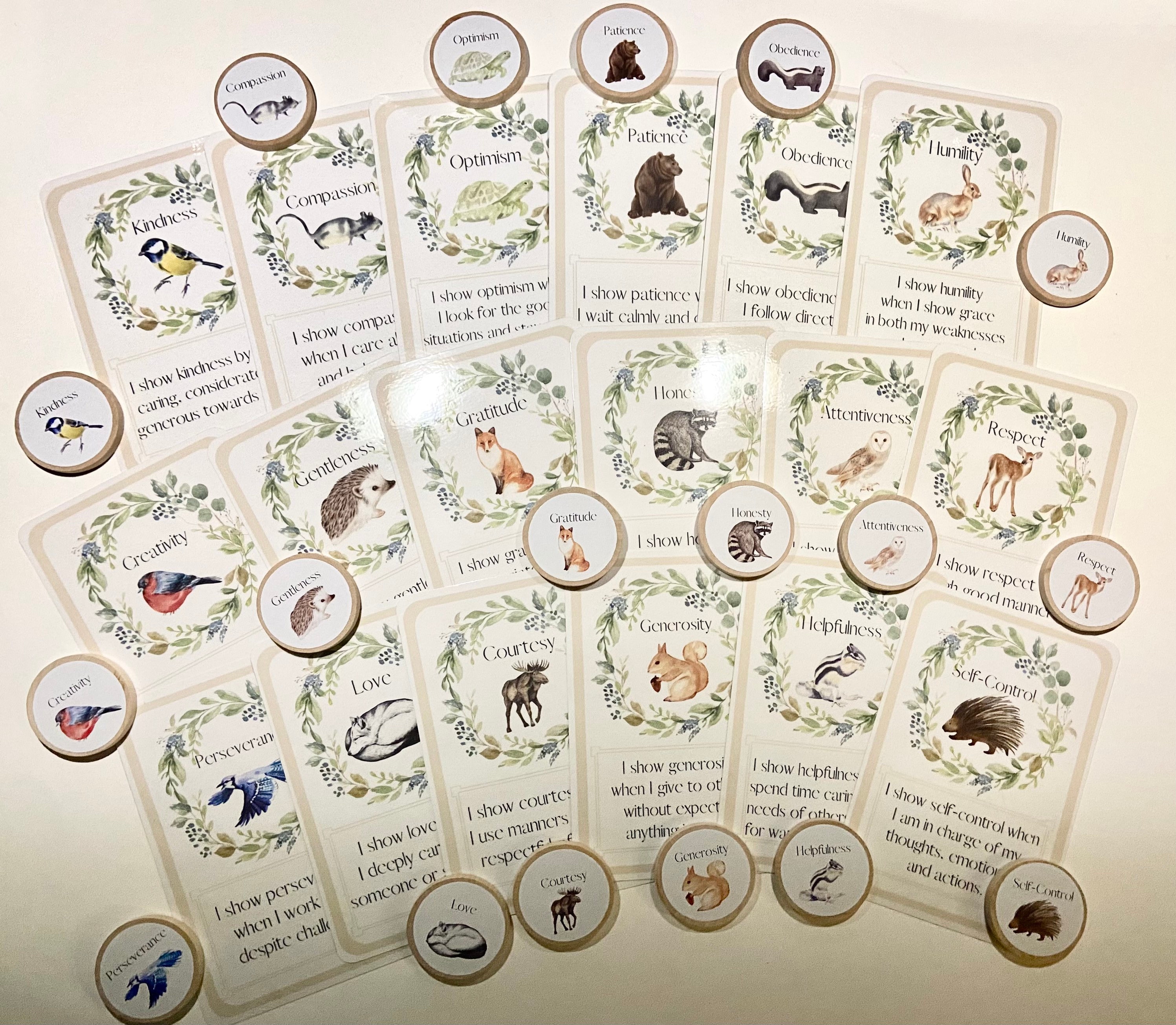 Core Values & Character Traits Cards, Wooden Tokens, +/or Wooden ...