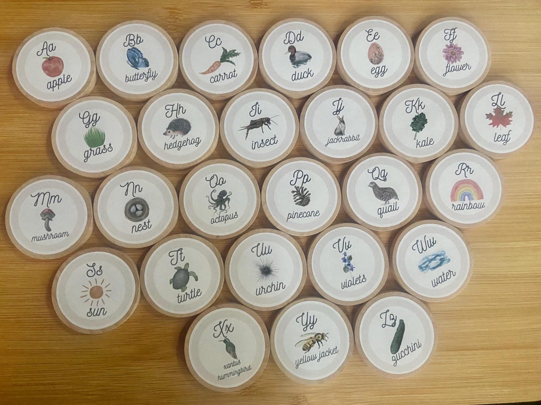 Cursive Nature-themed Alphabet Magnets, Tokens And/or Cards Bundle ...