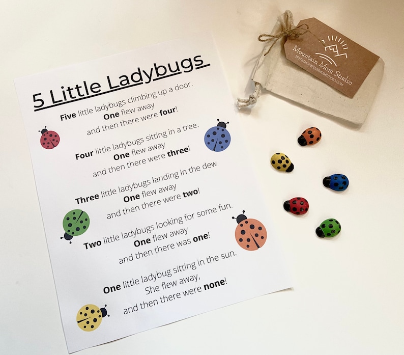 5 Little Ladybugs Spring Interactive Poetry Set - Dry Erase-friendly ...