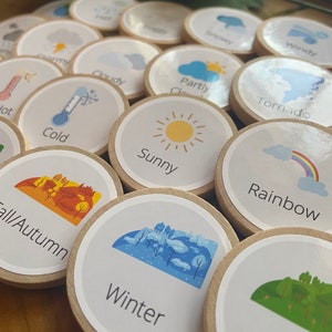 Weather and Seasons Wooden Learning Tiles and Magnets - Set of 20 ...