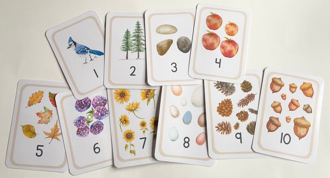 Nature-themed Number and Counting Cards - Watercolor-style, Materials ...
