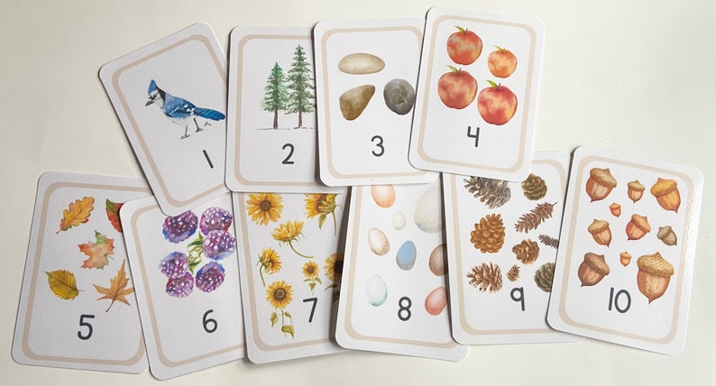 Nature-themed Counting Number Cards 1-20 -watercolor-style Flashcards ...