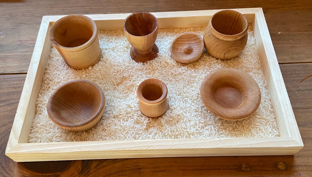 Set of Wooden Sensory Buckets + Bowls - Sensory Tray Bowl, Cup, Pots ...