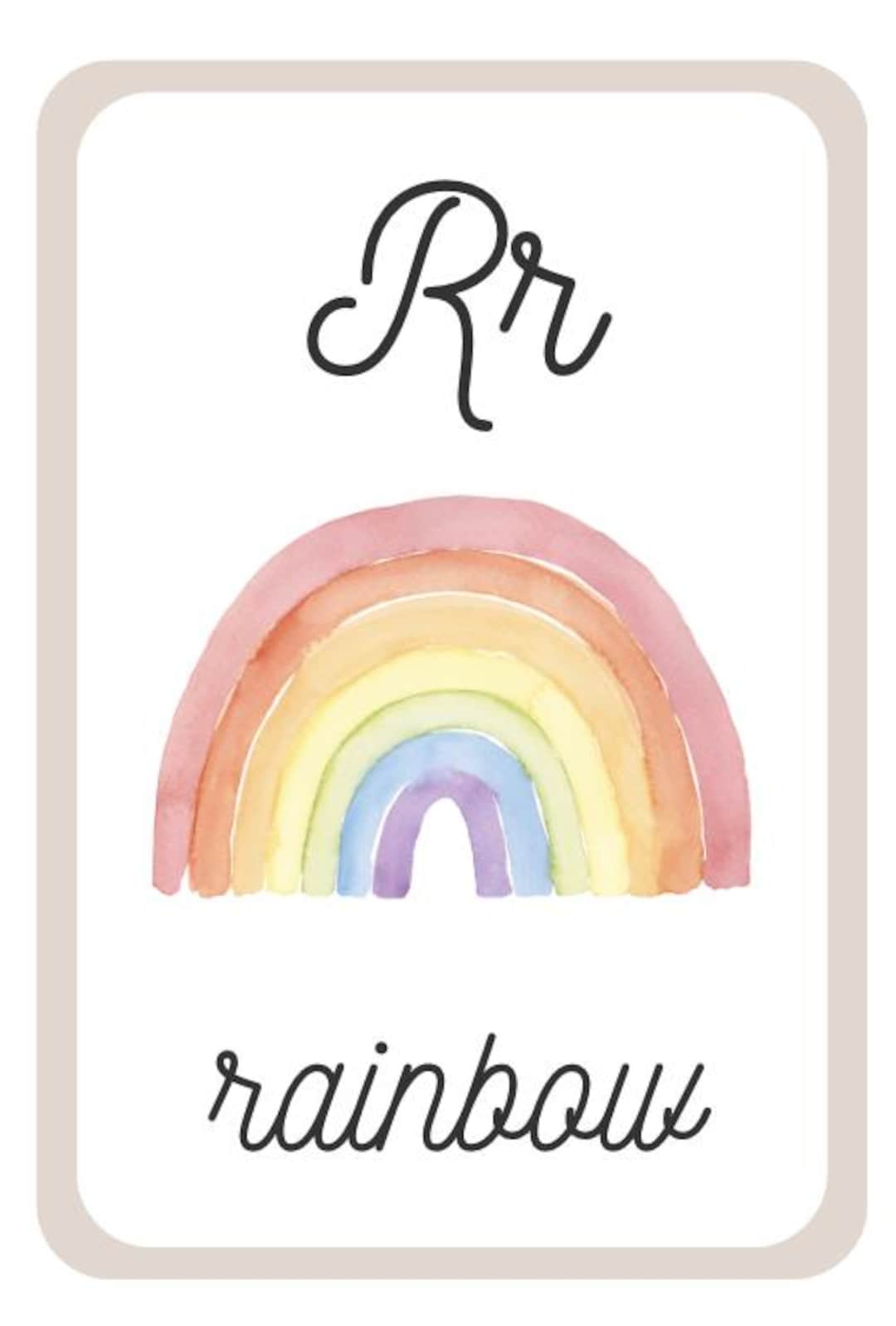 Cursive Nature-themed Alphabet Cards -watercolor-style, Flashcards ...