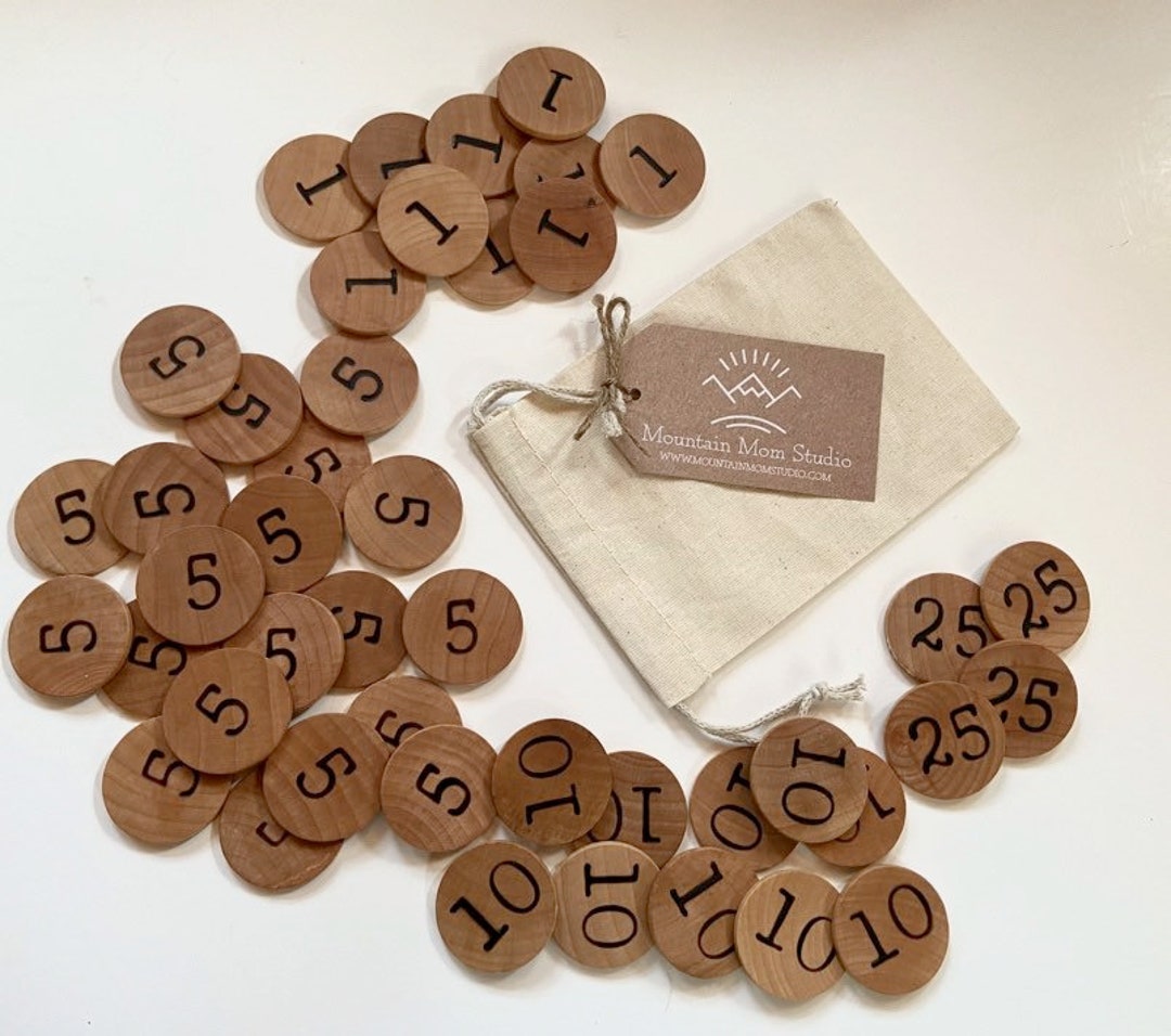Wooden Counting Coins, Learn to Count Money, Skip Counting by 1s, 5s ...