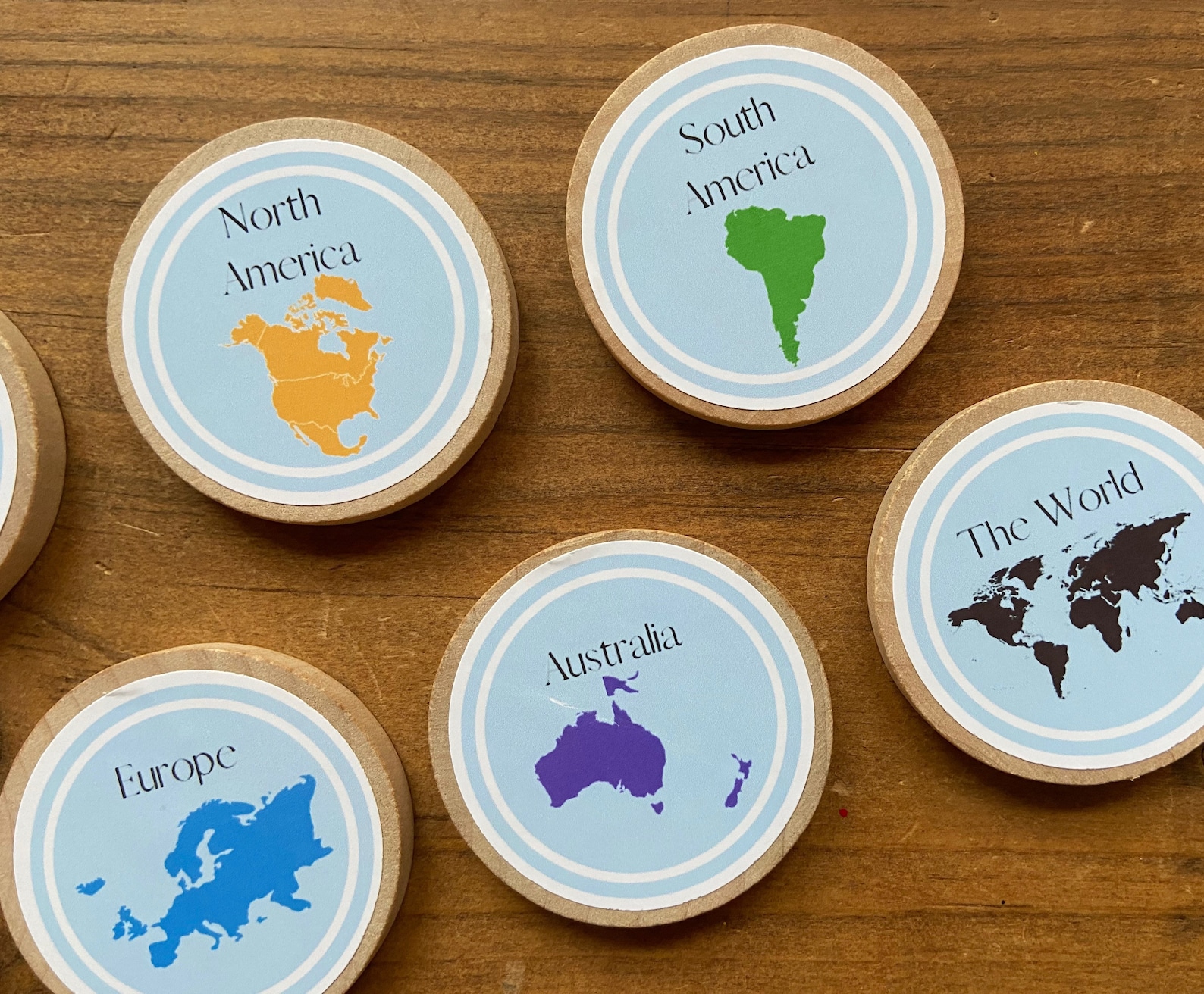 Wooden Continents Tokens + Magnets for Learning Geography - Elementary ...
