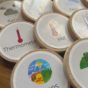 Weather and Seasons Wooden Learning Tiles and Magnets - Set of 20 ...