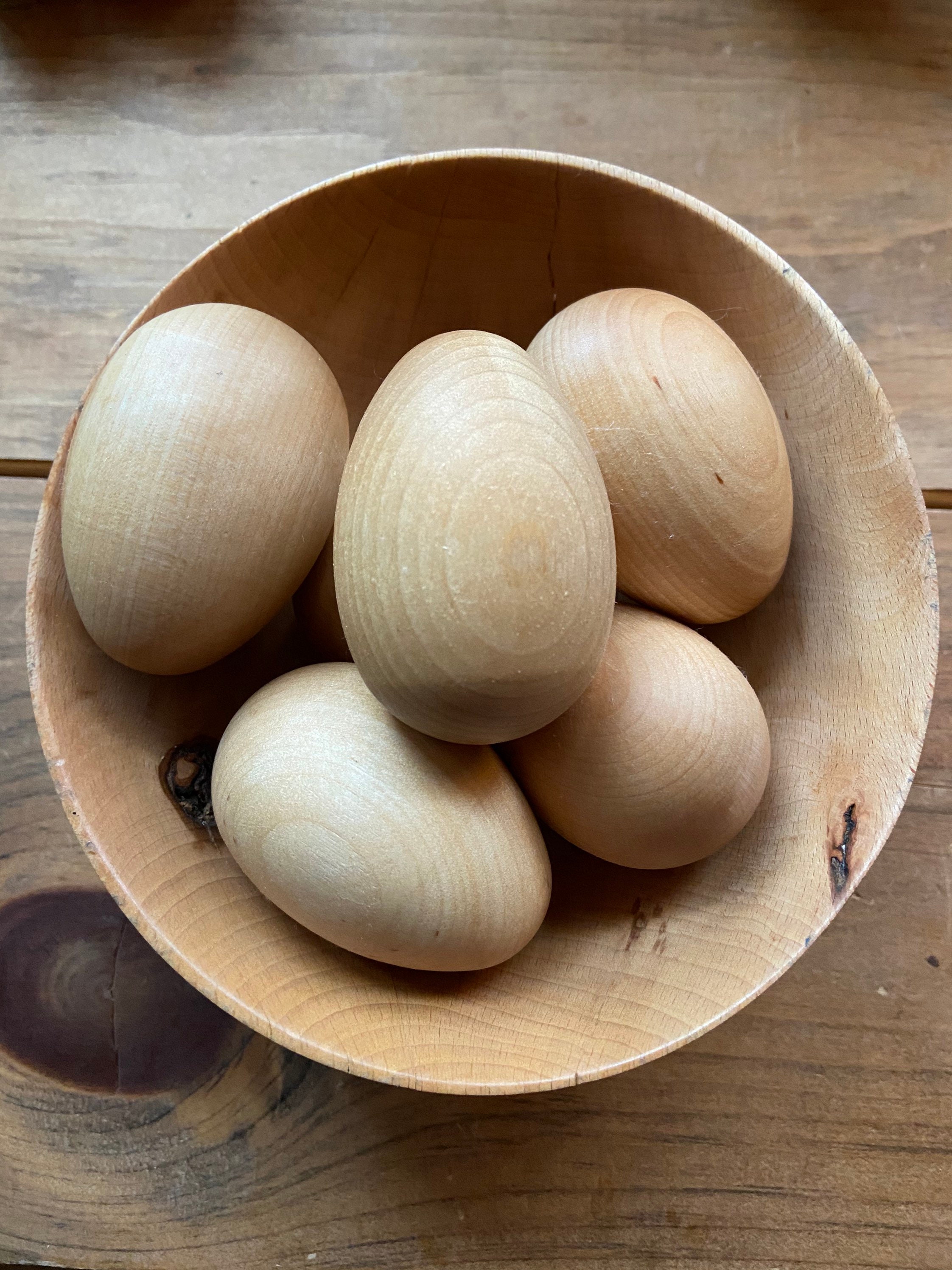 Naturally-sealed Sanded Wooden Eggs Sets of 6 and 12 | Etsy