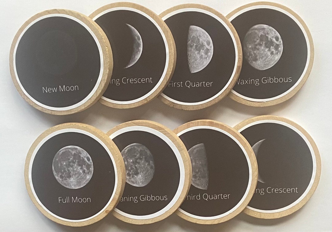 Phases of the Moon Wooden Coins + Magnets - Preschool + Homeschool ...