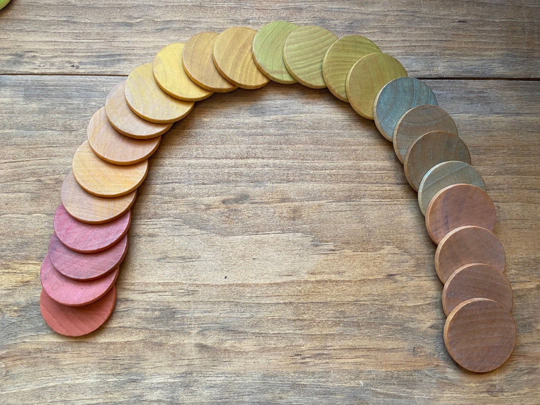 Rainbow Wooden Counting Tokens - Math Manipulative - Counting Coins ...