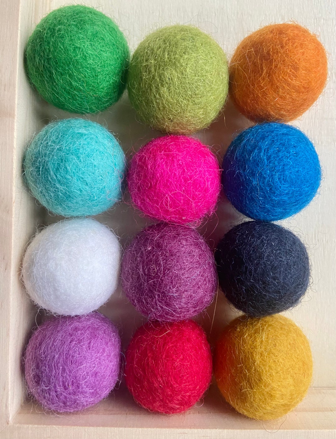 Rainbow Colored Felted Wool Ball Sets for Sensory Trays, Garlands, and ...