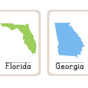 50 States Flashcards United States of America - Set of 50-colorful W ...