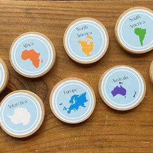 Wooden Continents Tokens + Magnets for Learning Geography - Elementary ...