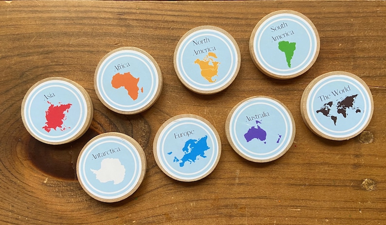 Wooden Continents Tokens + Magnets for Learning Geography - Elementary ...