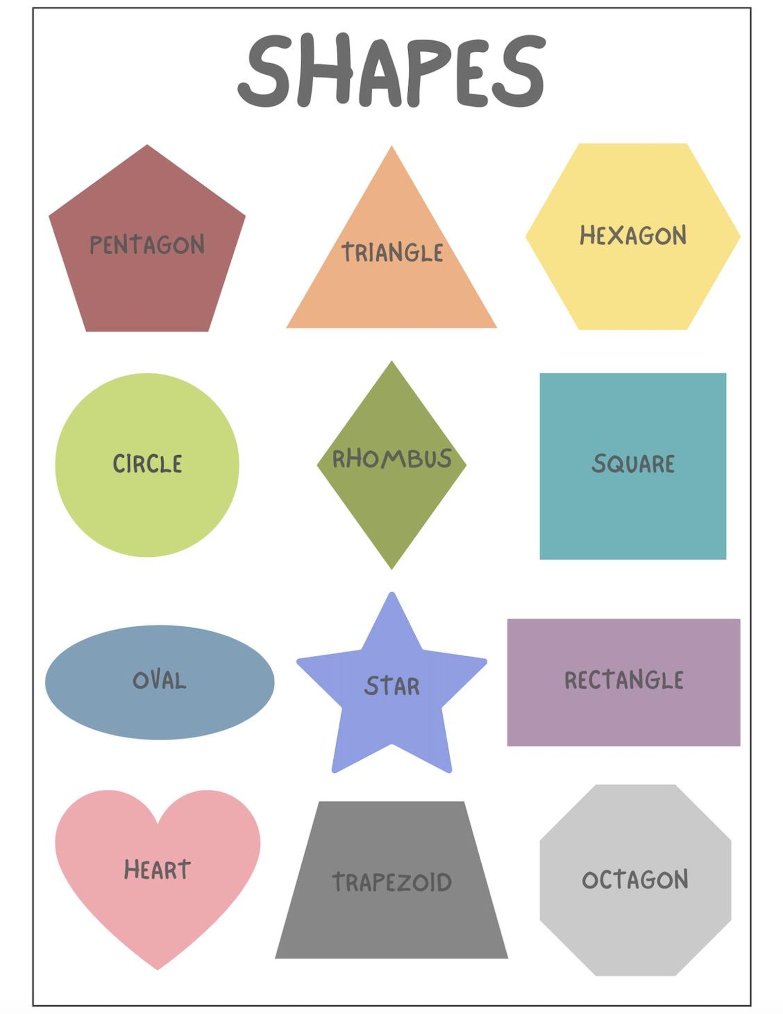 Shapes Poster - 12 Basic Shapes - Etsy