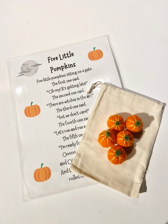 Five Little Pumpkins Poem With Felted Pumpkins for Reading | Etsy