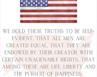 Preamble to the Constitution With American Flag - Watercolor Inspired ...