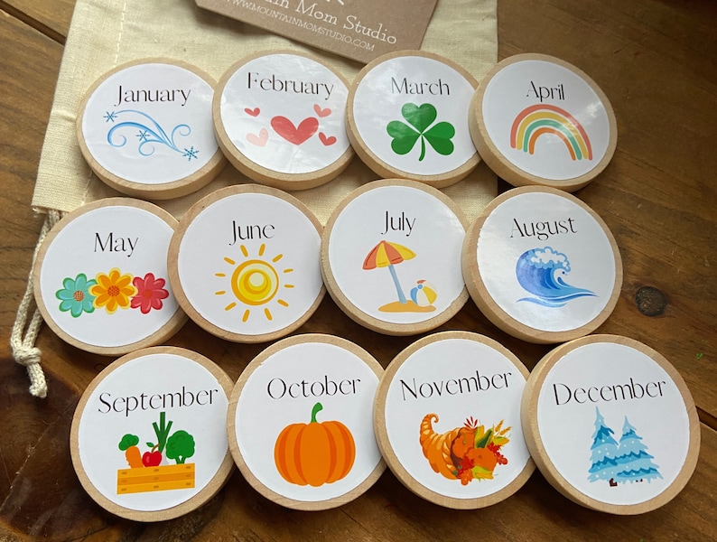 Days of the Week Wooden Learning Tokens and Magnets Set of 7 - Etsy