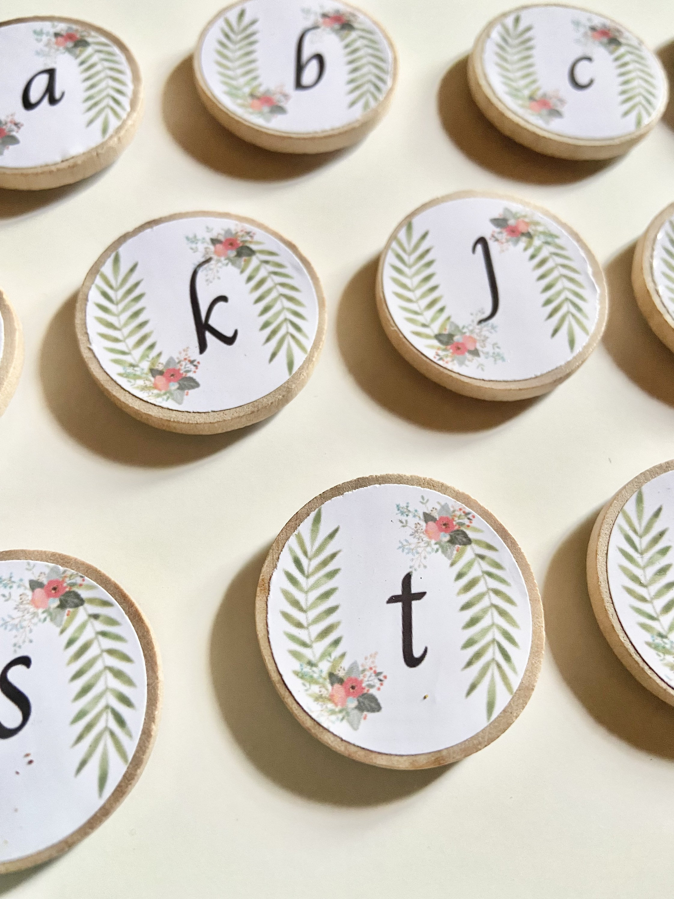 Wooden Lowercase Alphabet Magnets Floral Design Set of 26 - Etsy